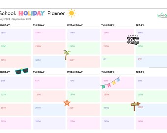 School Holiday Planner Printable Download, Holiday Planner, Holiday ...