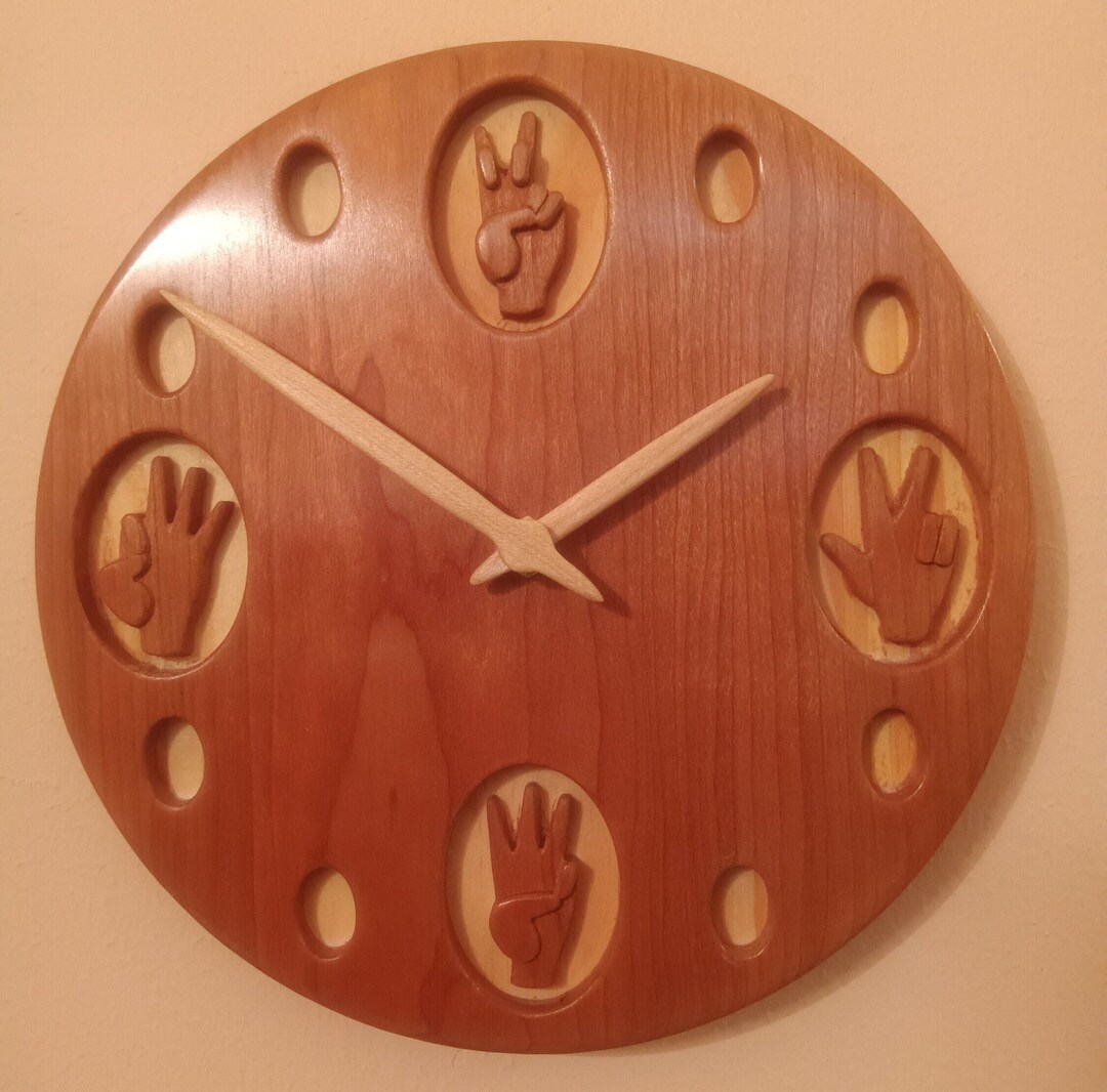 Round, Wooden, ASL Novelty Wall Clock. Wood, Unique American Sign ...