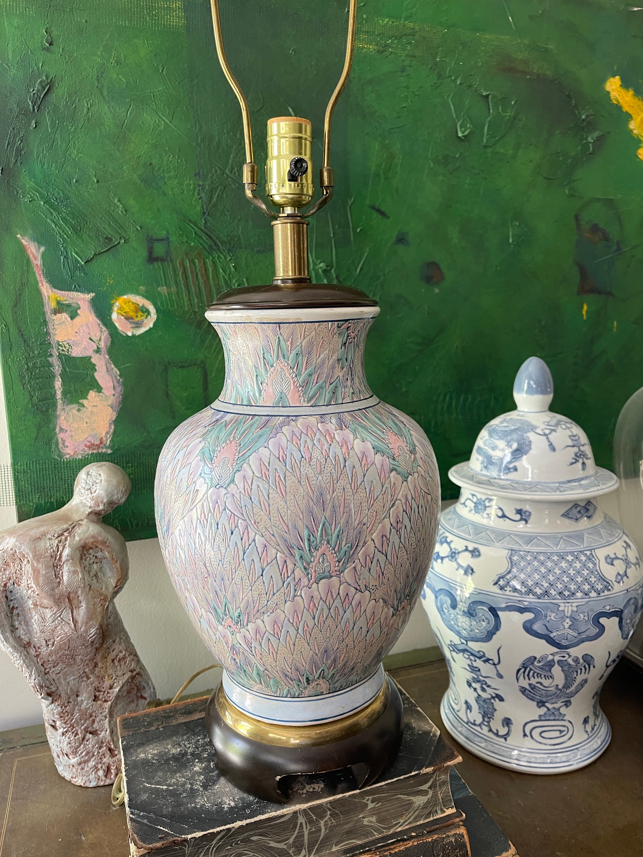 Vintage Frederick Cooper 1980s Pastel Peacock Chinoiserie Lamp - Etsy