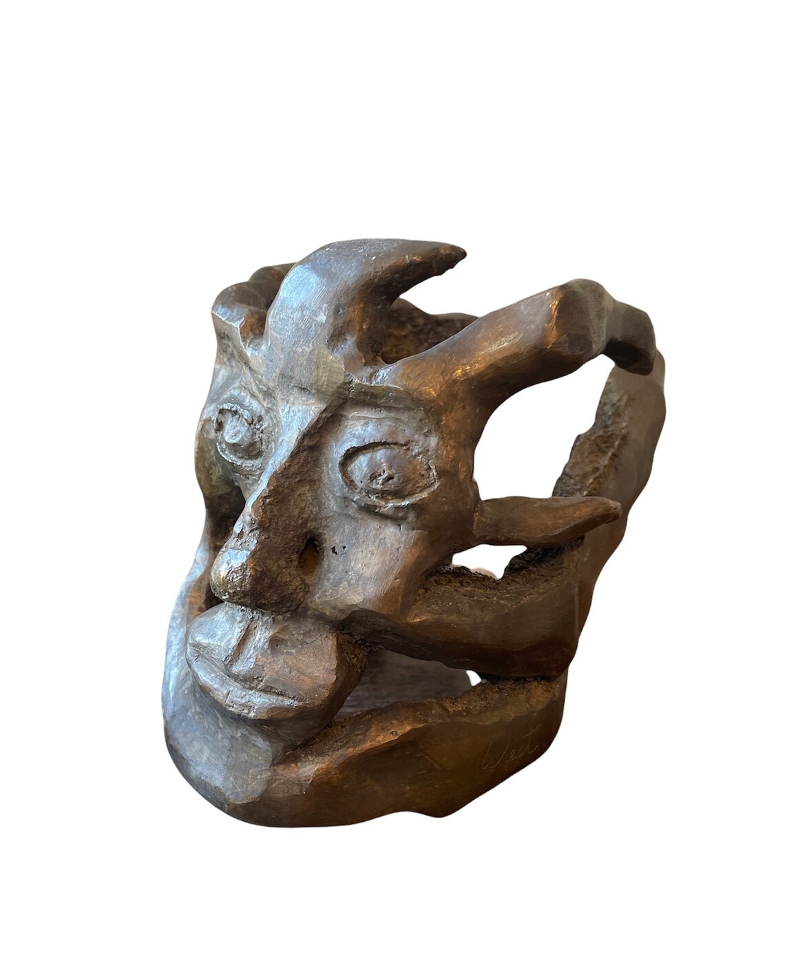 Signed Bronze Abstract Profile of Face Sculpture Postmodern - Etsy