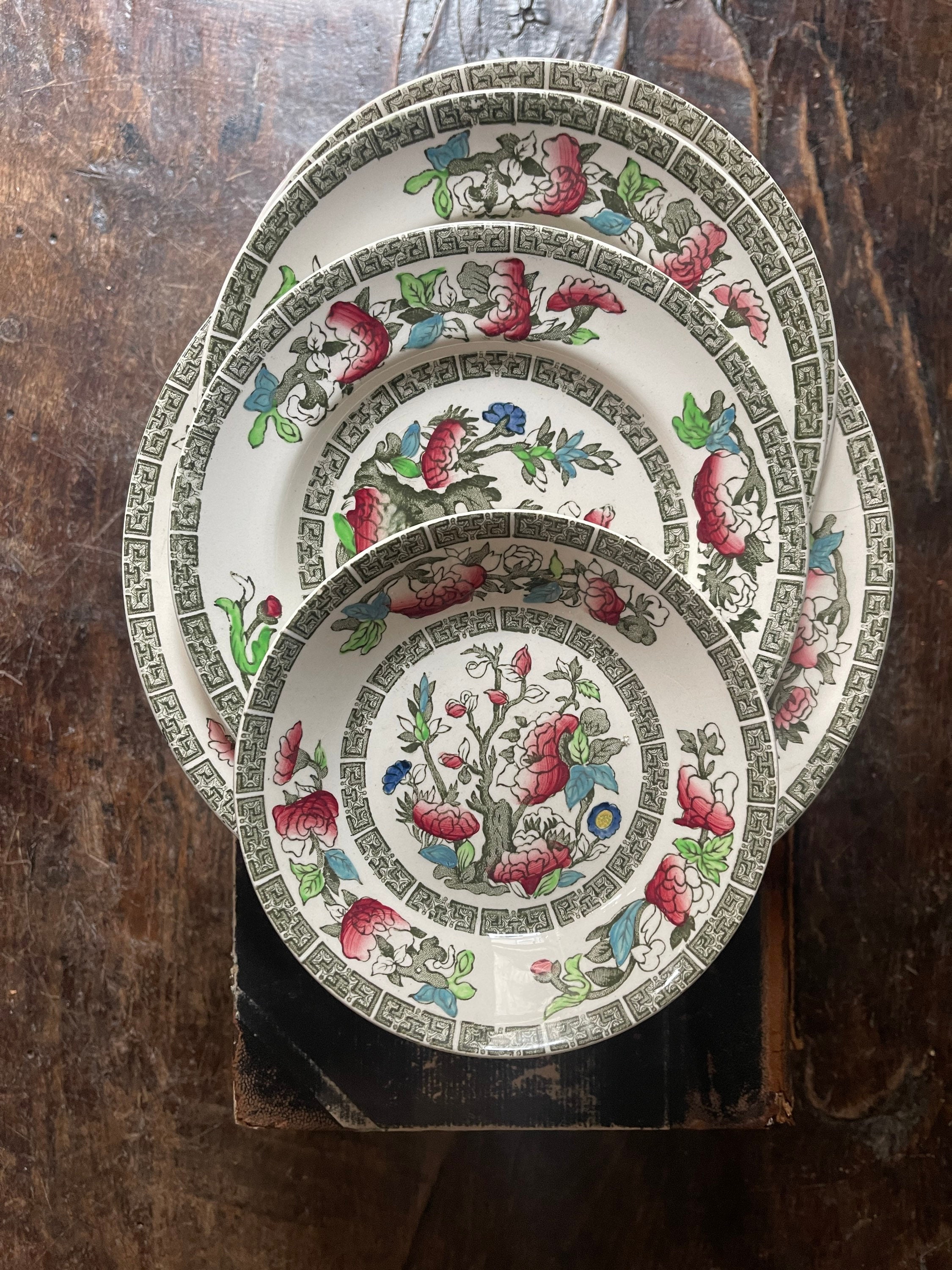 Seven Piece Collection of Indian Tree Plates and Bowls from Johnson ...