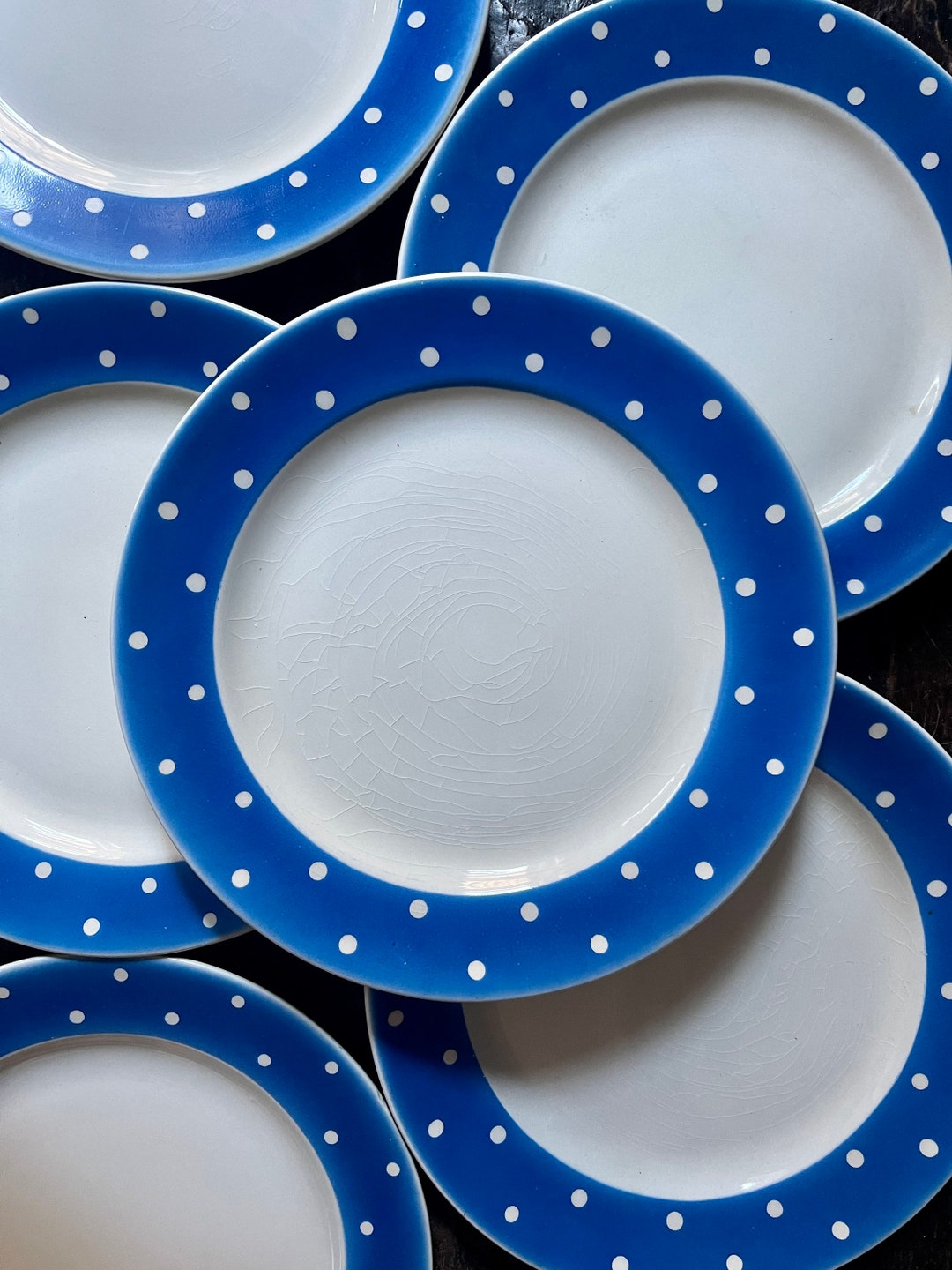 Set of 6 Swedish Gefle Polka Dot Plates, Scandinavian Decor - Etsy