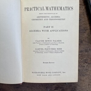 1941 Practical Mathematics Part II Algebra With Applications Vintage ...