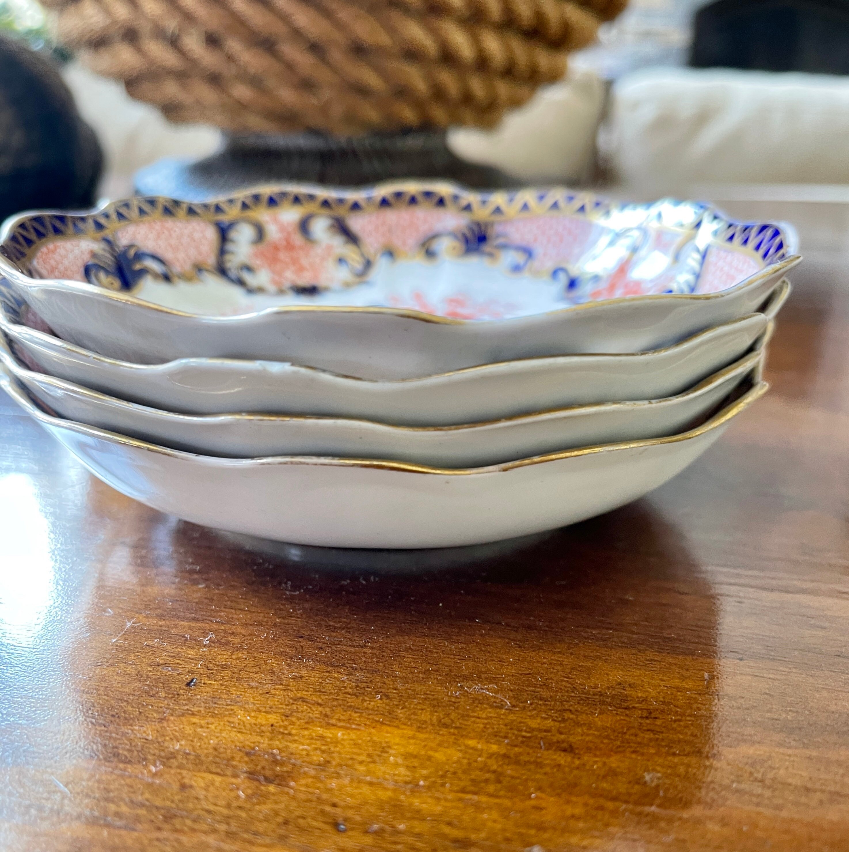 Set of Four (4) 5” Royal Crown Derby Bowls England Deep Blue Small Bowls