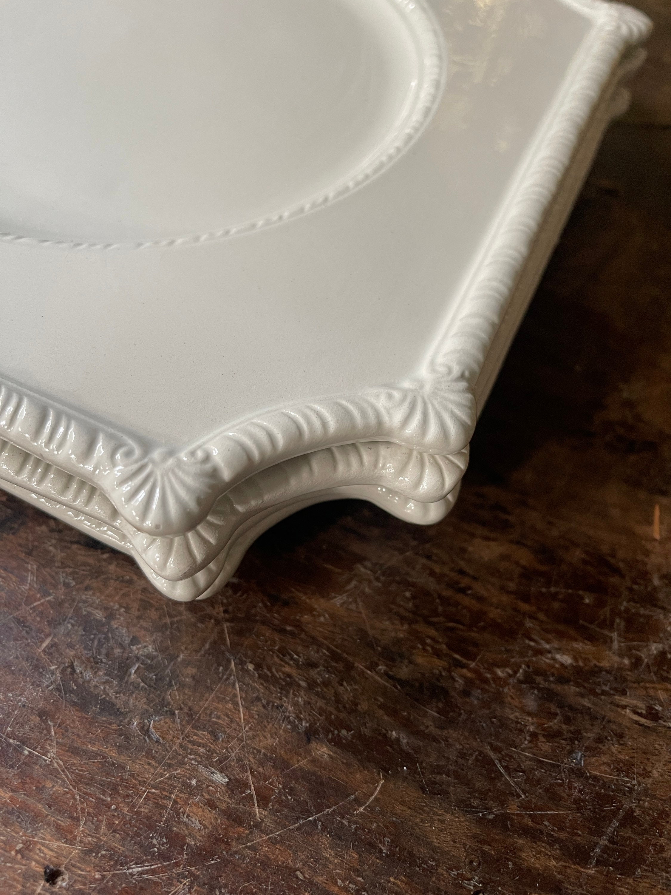 Set of Three (3) Italian White Plates in the Style of Carole Stupell