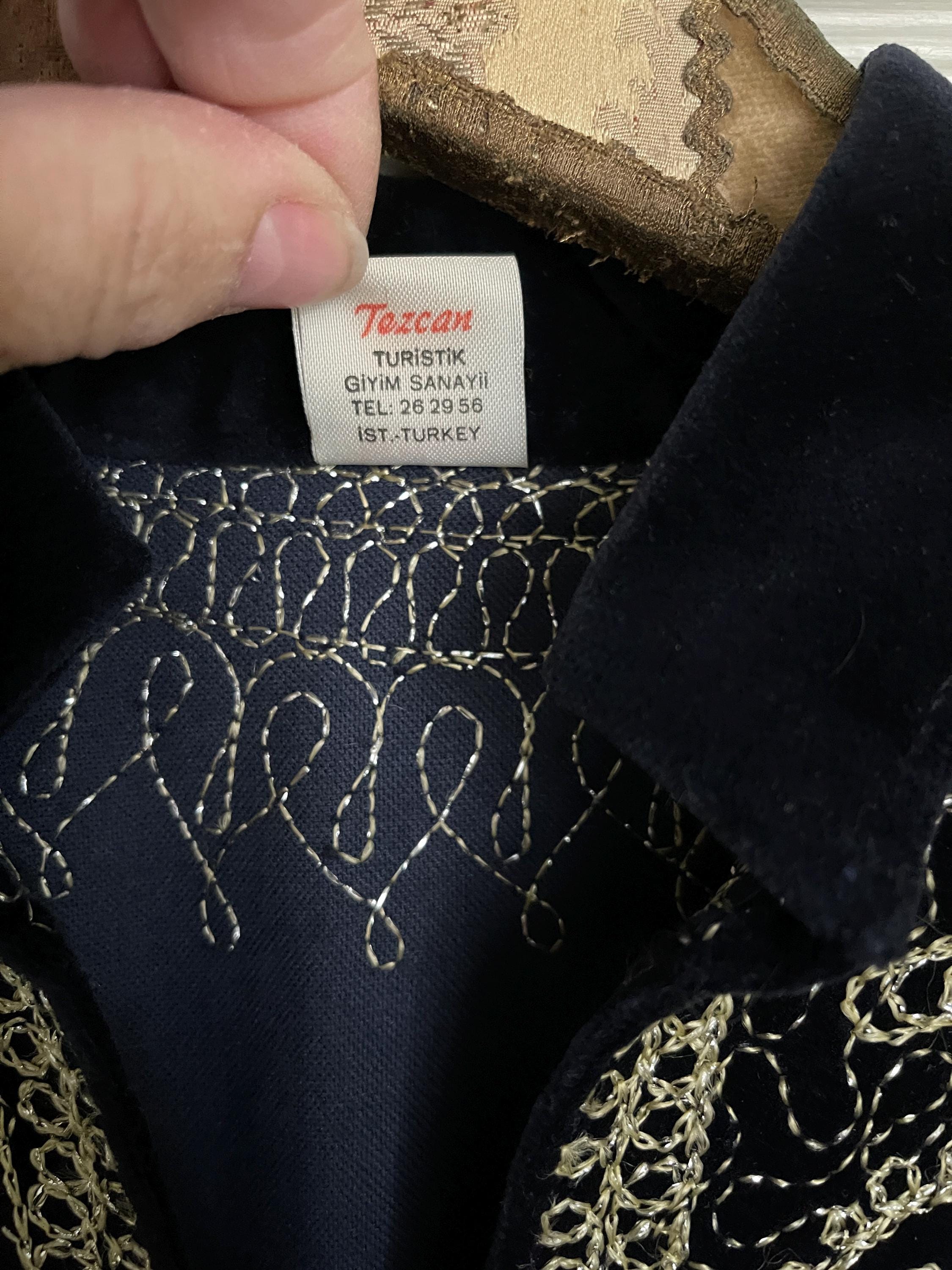 Vintage Navy Blue Velvet Turkish Dress With Gold Embroidery - Etsy