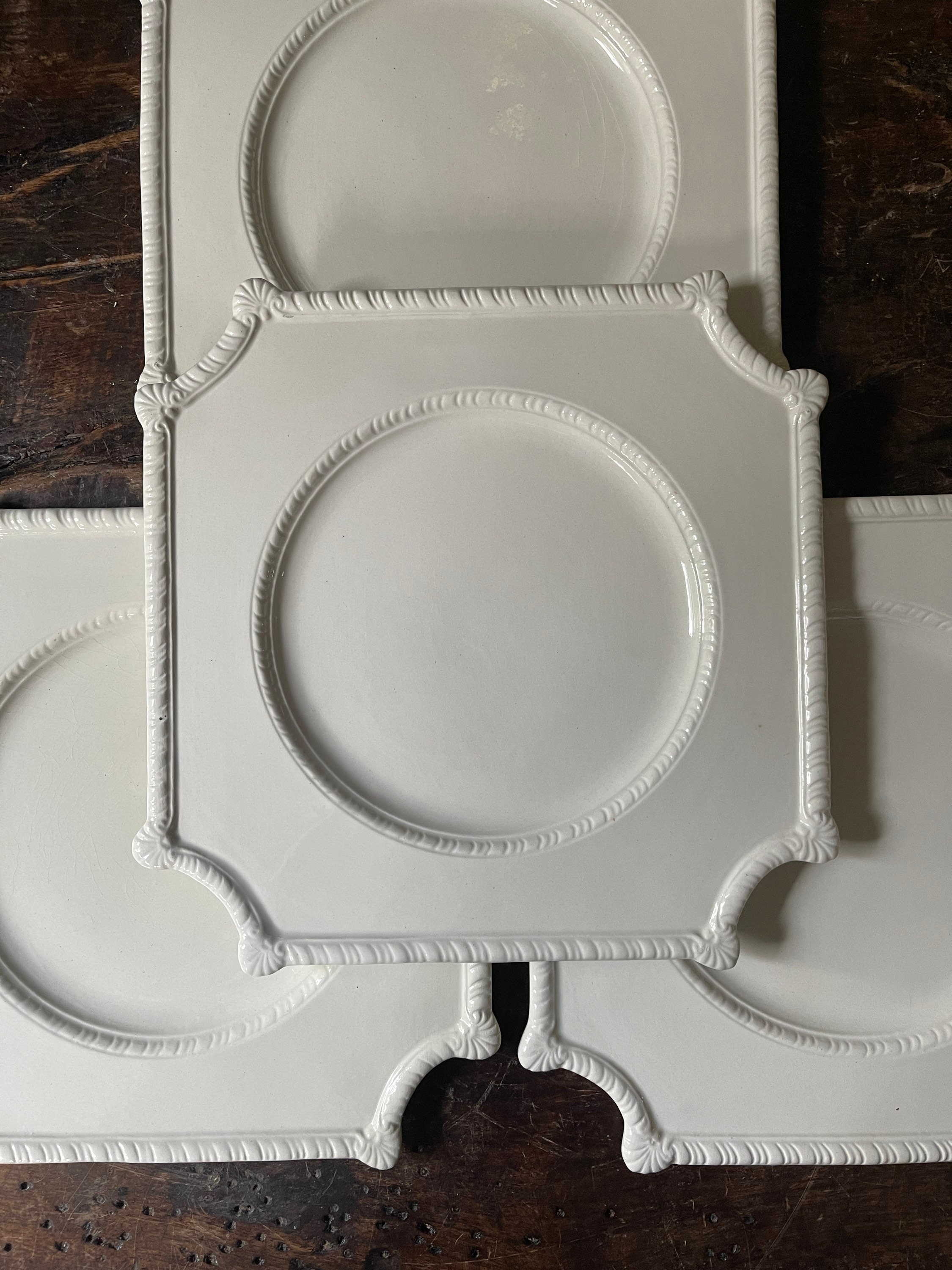 Set of Three (3) Italian White Plates in the Style of Carole Stupell