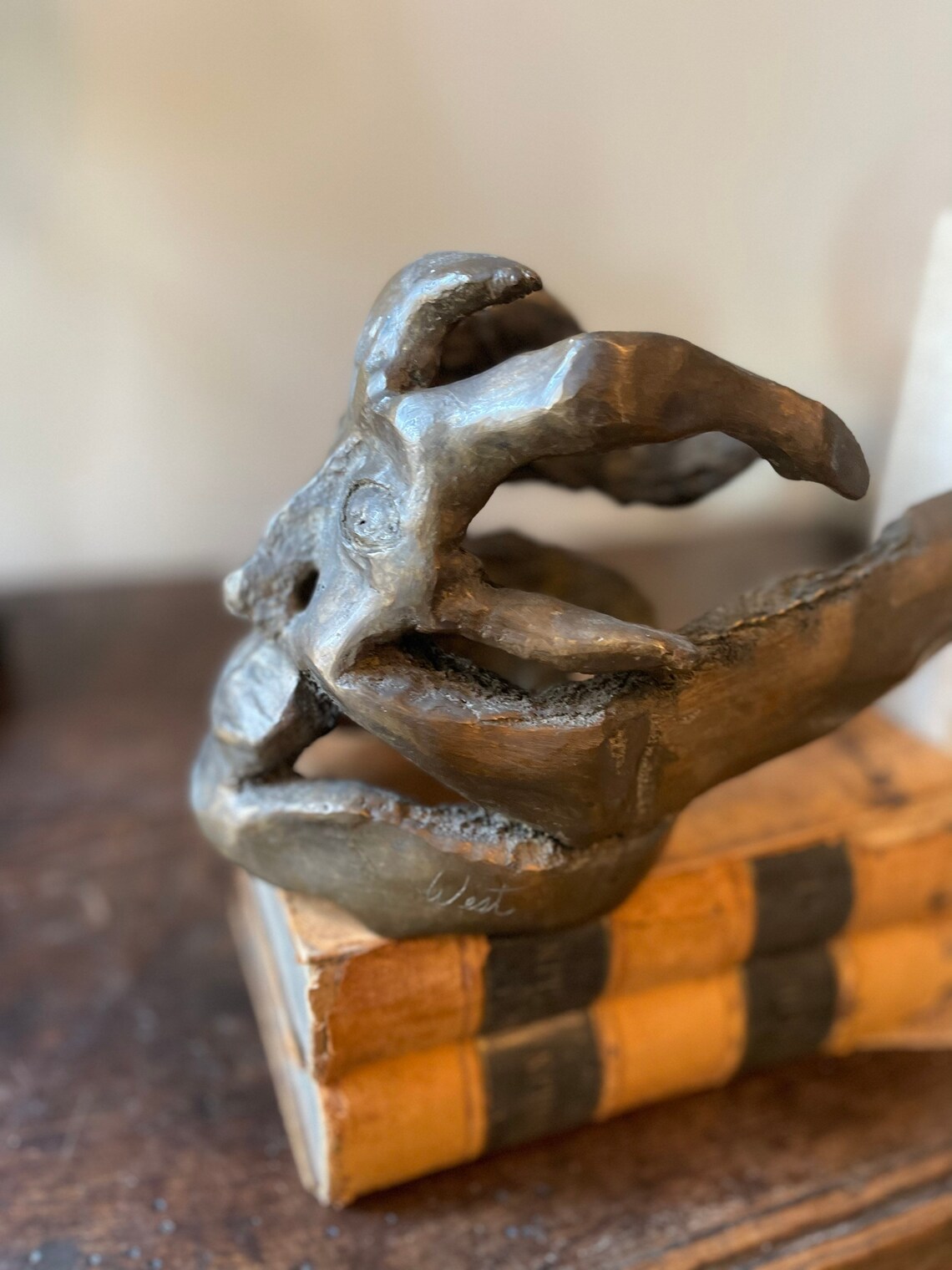 Signed Bronze Abstract Profile of Face Sculpture Postmodern - Etsy