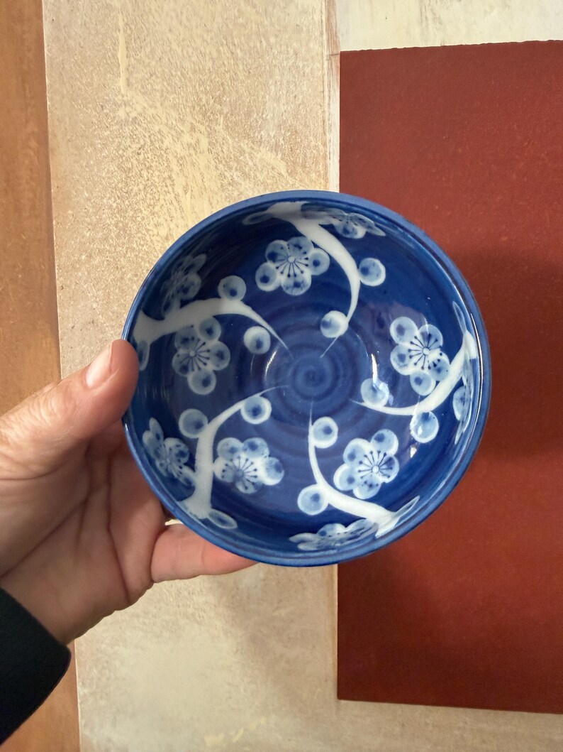 Vintage OMC Japan Cherry Blossom Bowl Blue and White Mid Century ...