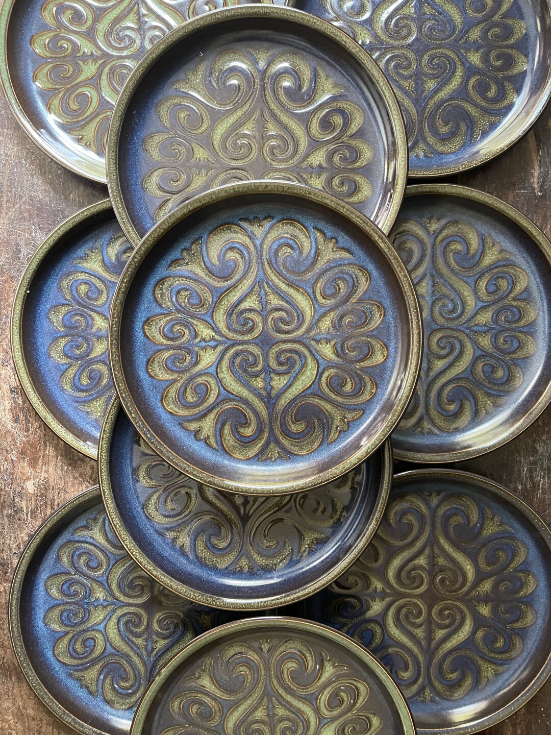 Set of Twelve 12 Vintage English Stoneware Denby Langley Bukara 6 5/8 ...