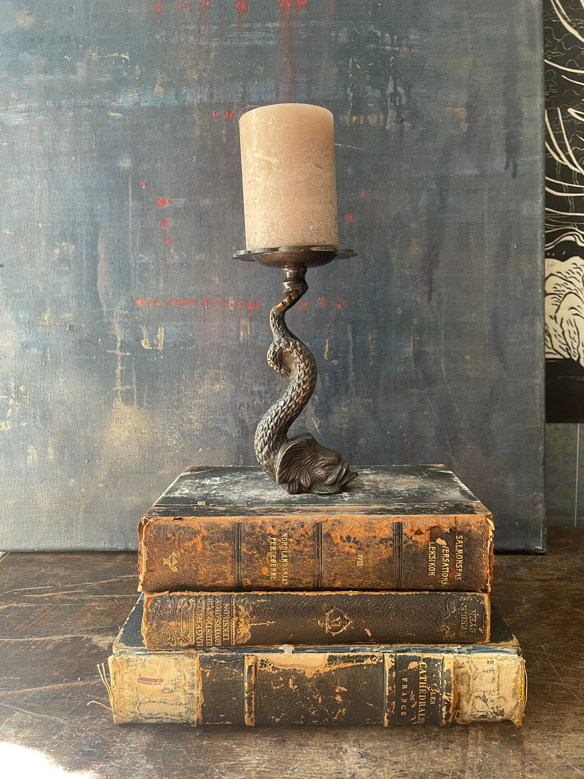 Koi Fish Metal Candlestick Holder