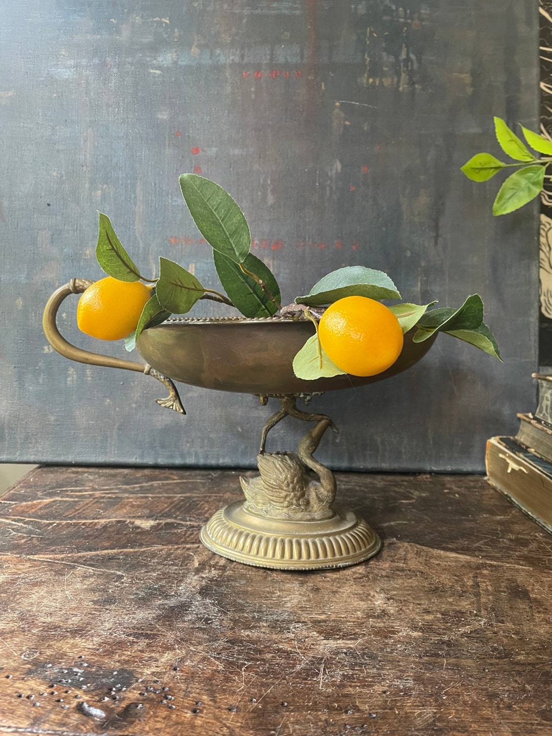 Mid Century Swan and Koi Brass Compote - Etsy