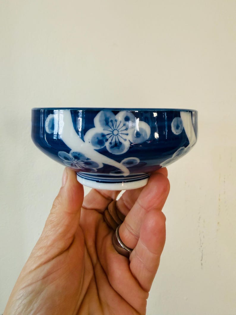 Vintage OMC Japan Cherry Blossom Bowl Blue and White Mid Century ...