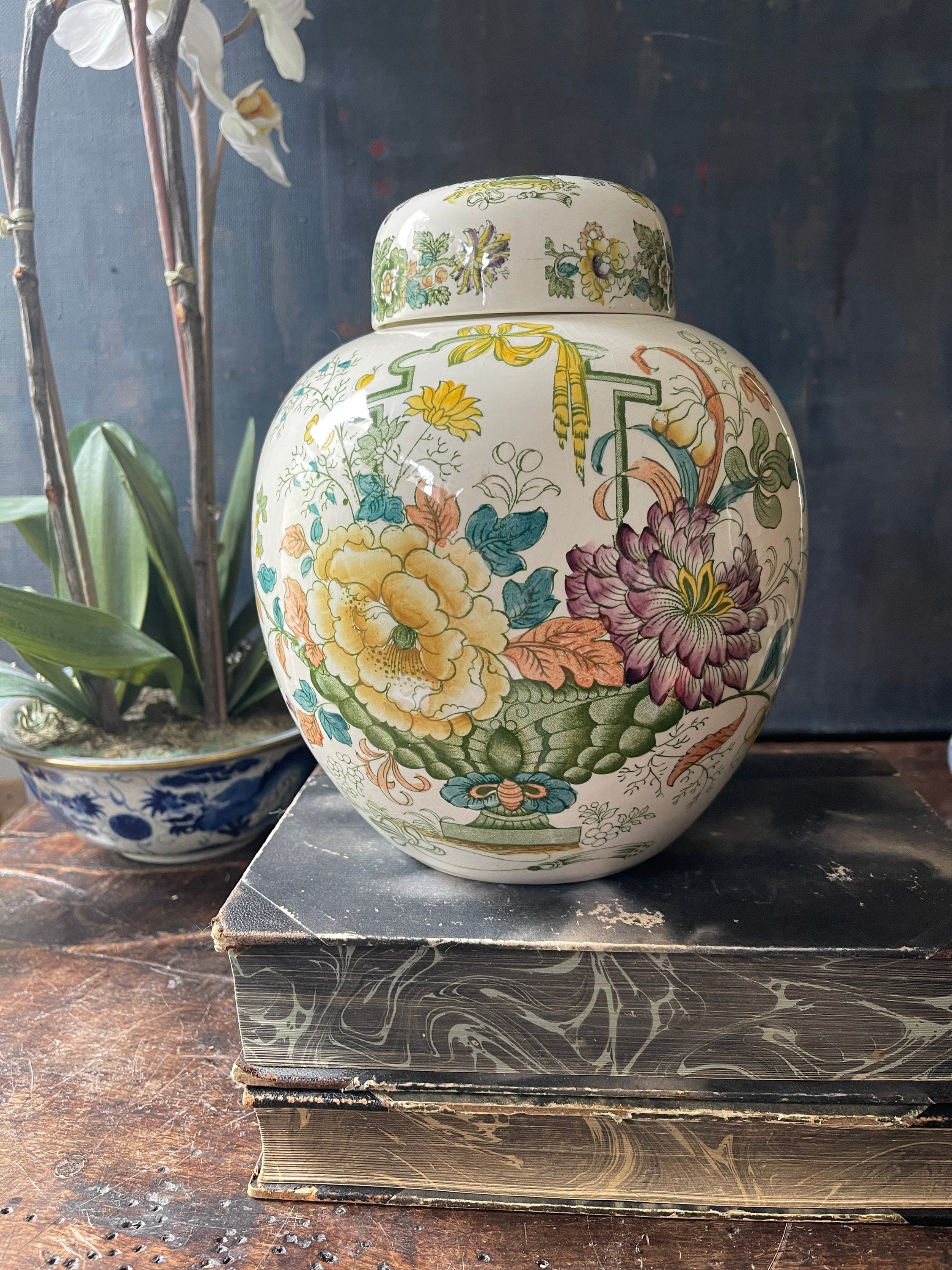 Vintage Mason’s Famille Verte English Ironstone Ginger Jar Chinoiserie ...