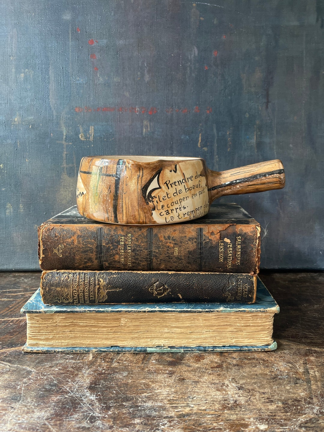 Vintage French Ceramic Cooking Pot With French Menu on Side Kitschy ...