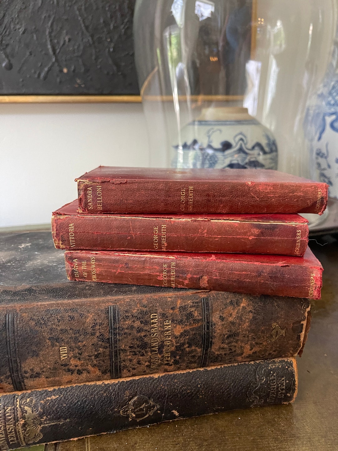 Set a Three Antique Red Leather Books by George Meredith - Etsy