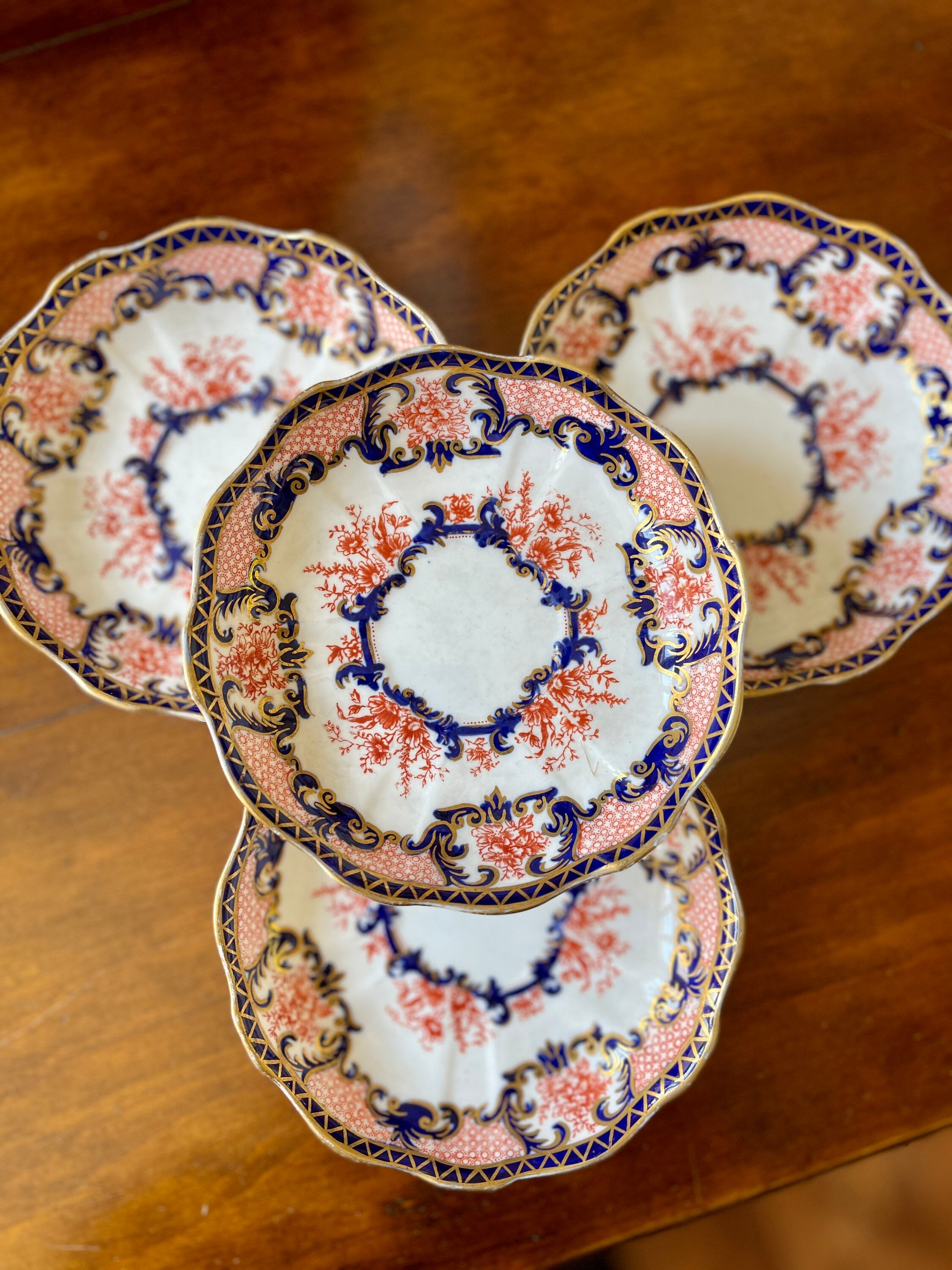 Set of Four (4) 5” Royal Crown Derby Bowls England Deep Blue Small Bowls