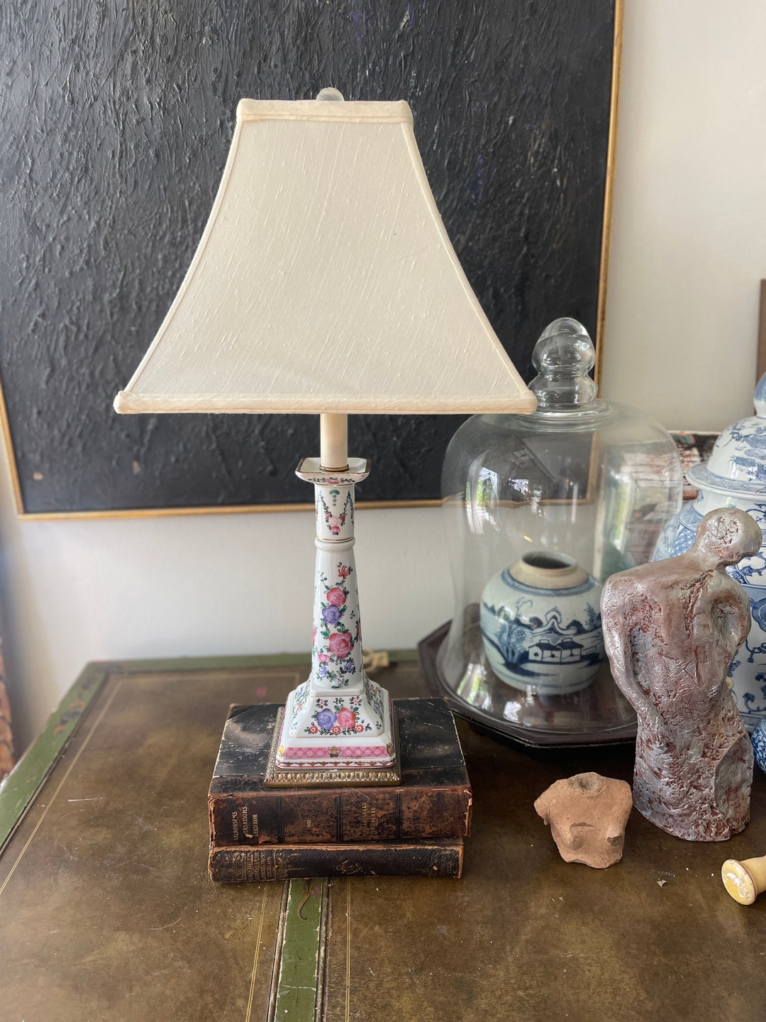 Vintage Porcelain Famille Rose Slender Buffet Lamp - Etsy