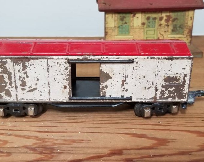 Vintage Red and White American Flyer Lines 478 Tin Boxcar Railroad ...