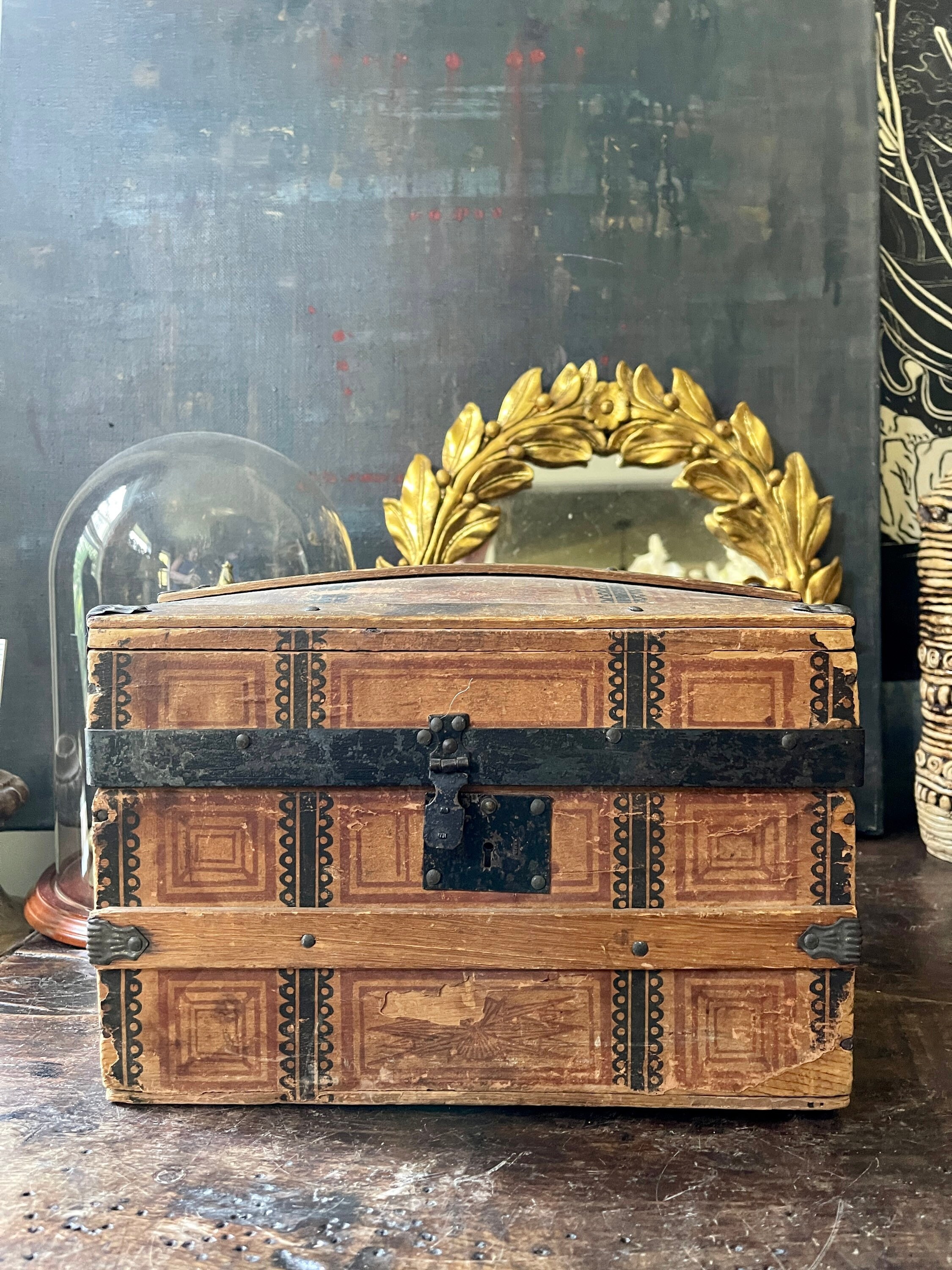 Antique Miniature Trunk Salesman Sample Doll Trunk