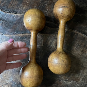 Pair of Antique Wooden Dumbells - Etsy
