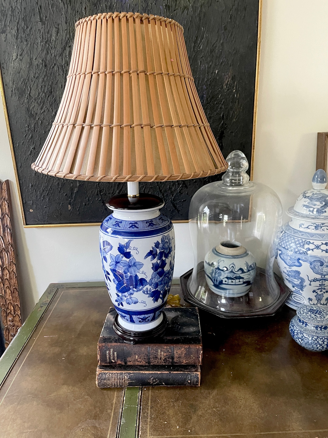 Contemporary Blue and White Asian Lamp - Etsy