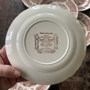 Set of Eight (8) Brown and White English 7” Plates in Fairwinds by ...