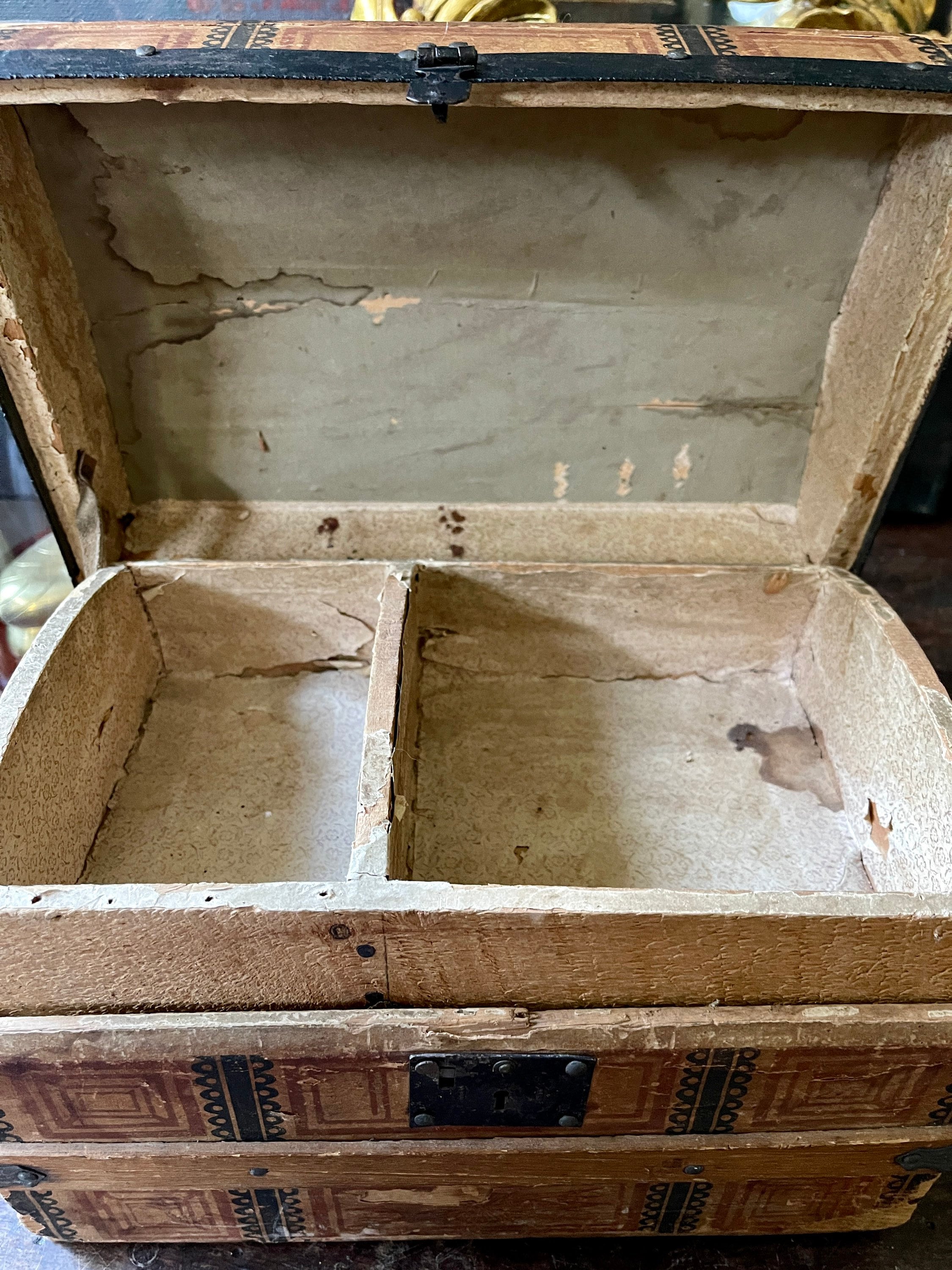 Antique Miniature Trunk Salesman Sample Doll Trunk