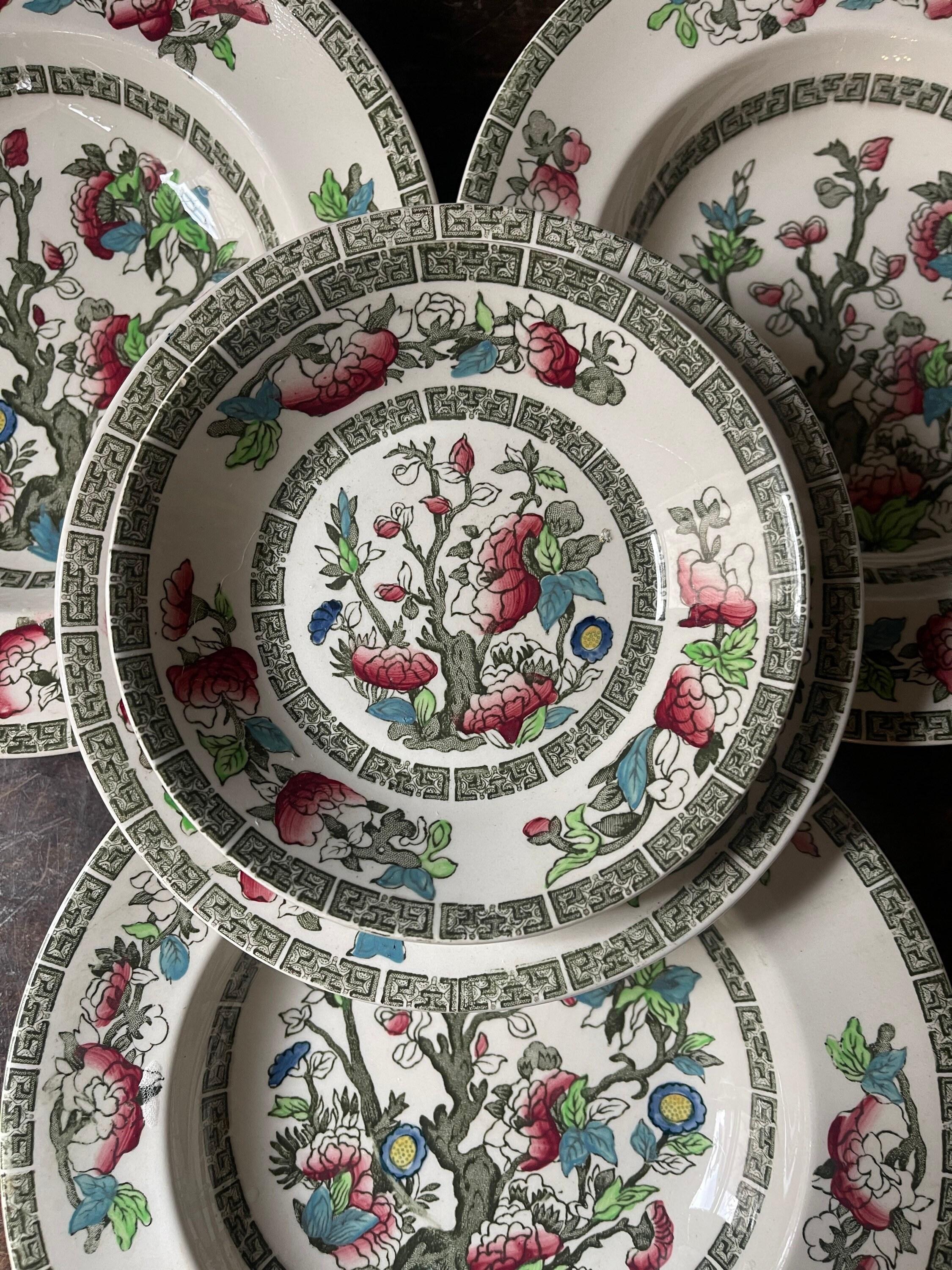Seven Piece Collection of Indian Tree Plates and Bowls from Johnson ...