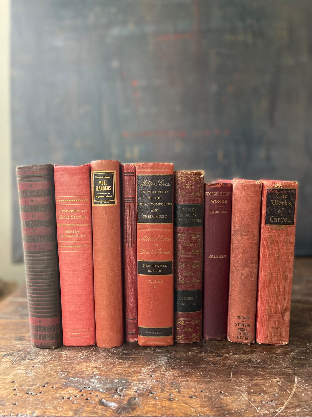 Vintage Book Stack, Red & Black Decor Bookshelf Display - Etsy
