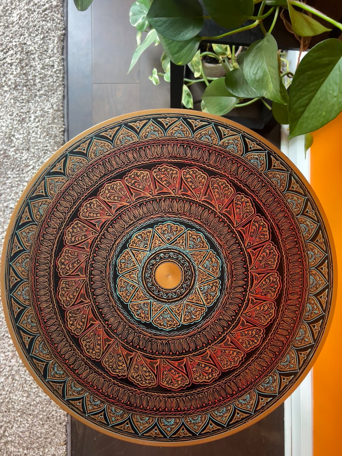 Artistic Side Table / End Tables - Hand Painted + Handmade Paisley ...