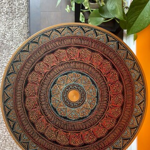 Artistic Side Table / End Tables - Hand Painted + Handmade Paisley ...