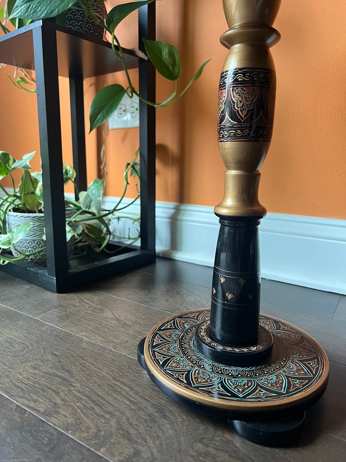 Artistic Side Table / End Tables - Hand Painted + Handmade Paisley ...