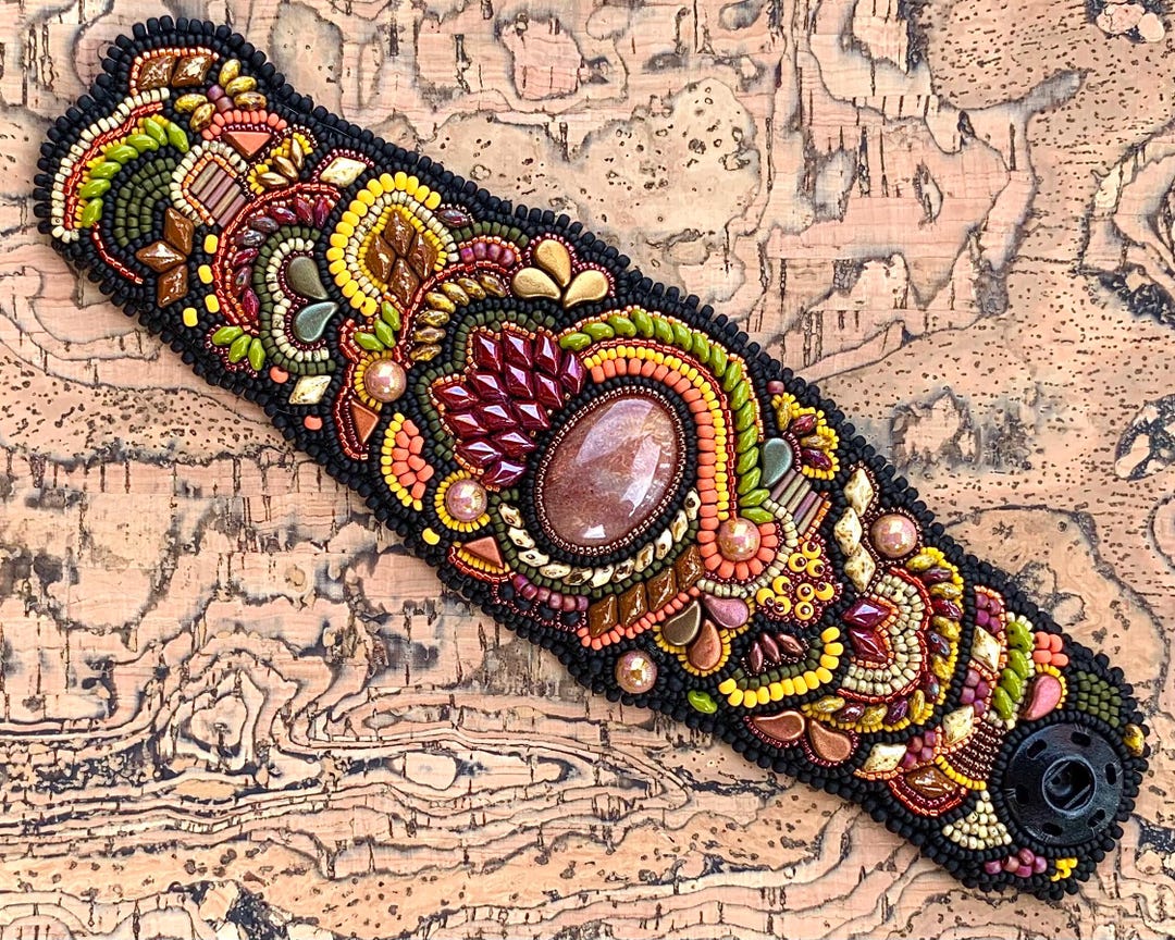 Leaves of Autumn - Bead Embroidery Bracelet - Etsy