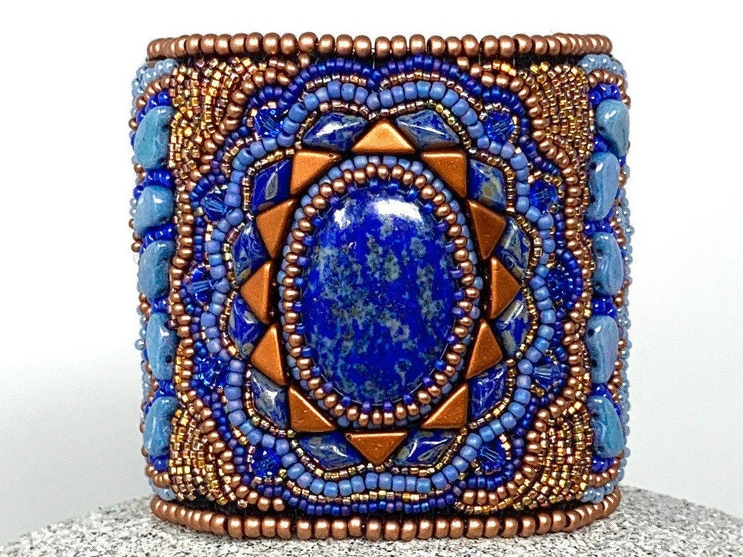 Royal Blue - Bead Embroidery Bracelet - Etsy