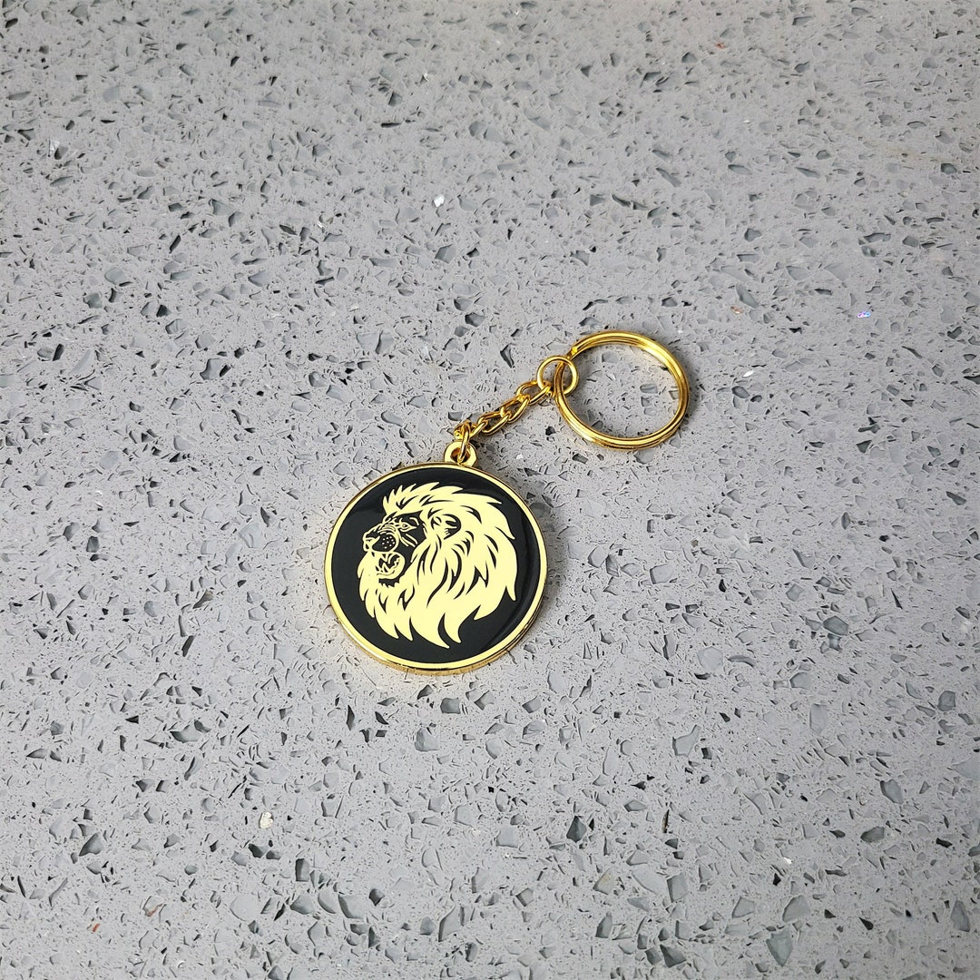 Powerful Lion Head Round Pendant Keychain Lion Gift Lion King Animal ...