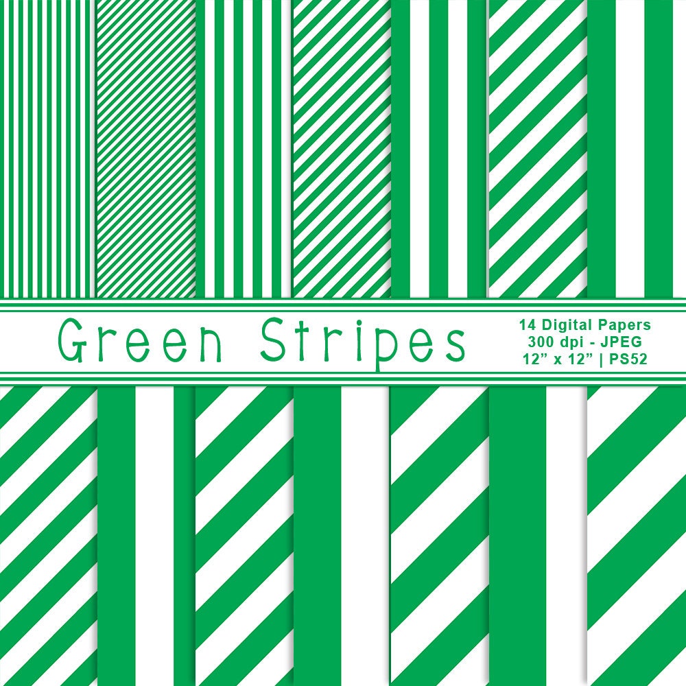 Green & White Striped Digital Papers Green Stripes Striped - Etsy