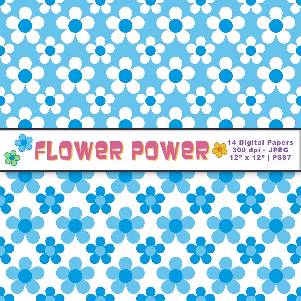Flower Power Digital Paper Flower Clipart Floral | Etsy
