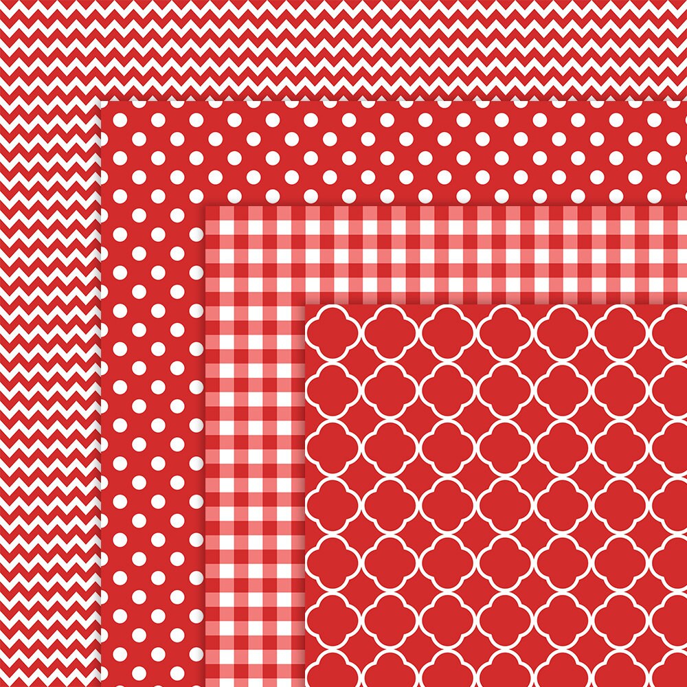 Red & White Digital Papers Patterned Paper Digital Scrapbook | Etsy