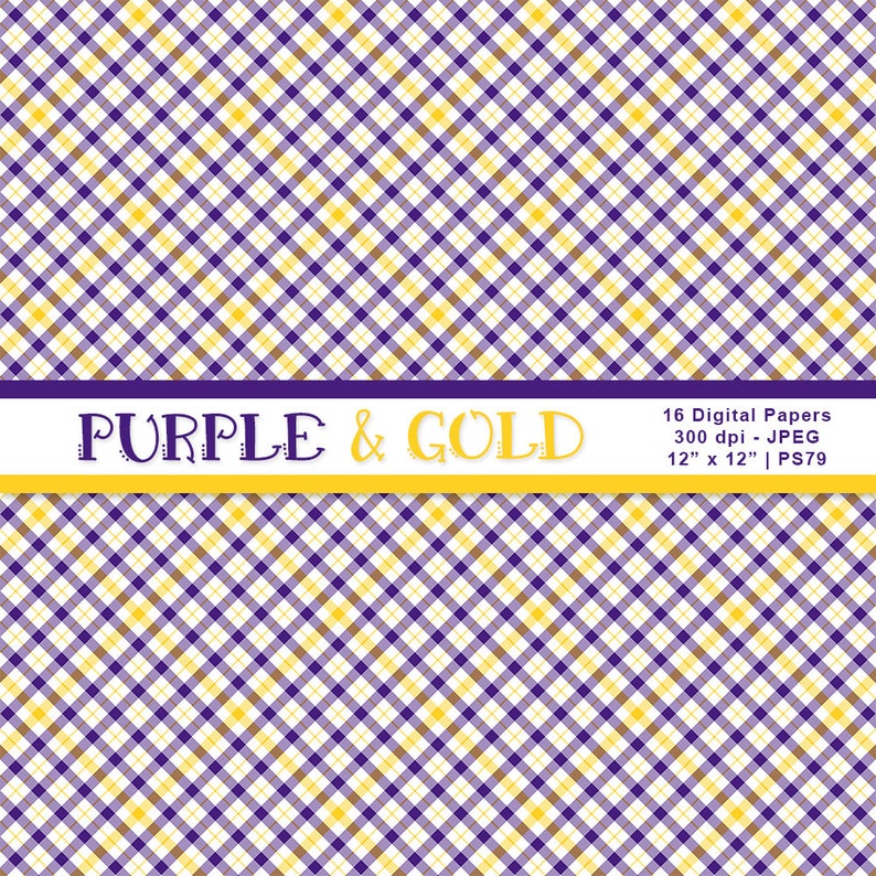 Purple & Gold Digital Papers, School Colors, Printable Digital ...