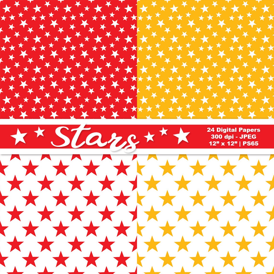Digital Stars Patterned Paper Digital Stars Backgrounds | Etsy