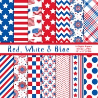 Independence Day Digital Paper Pack Watercolor Stars Seamless Pattern ...