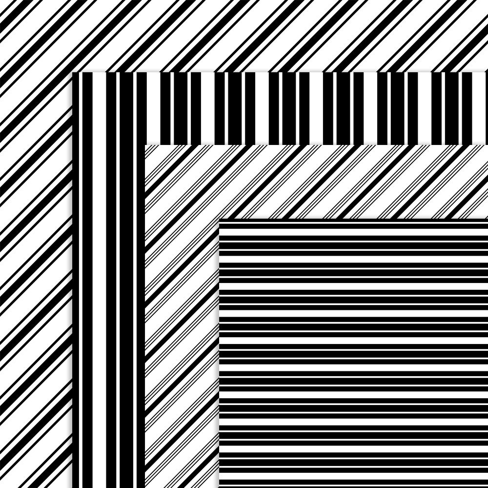 Black Stripes Mix, Digital Striped Papers, Striped Backgrounds, Black ...