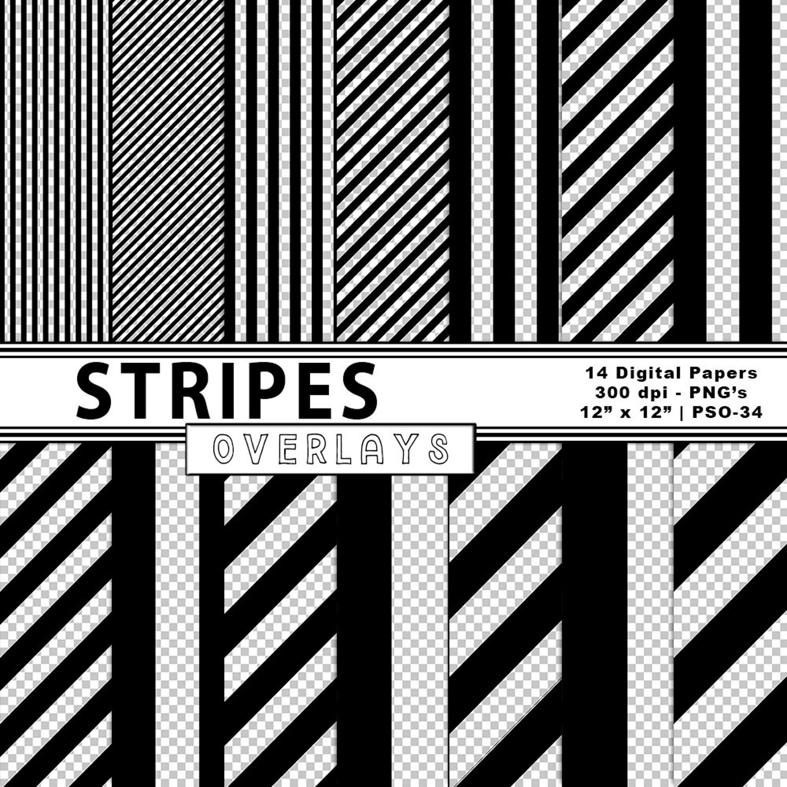 Stripes Digital Overlays, Black Stripes Overlays, Striped Overlays ...