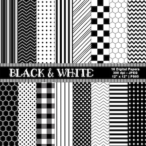 Black & White Digital Paper Bundle, Digital Background Paper, Digital ...