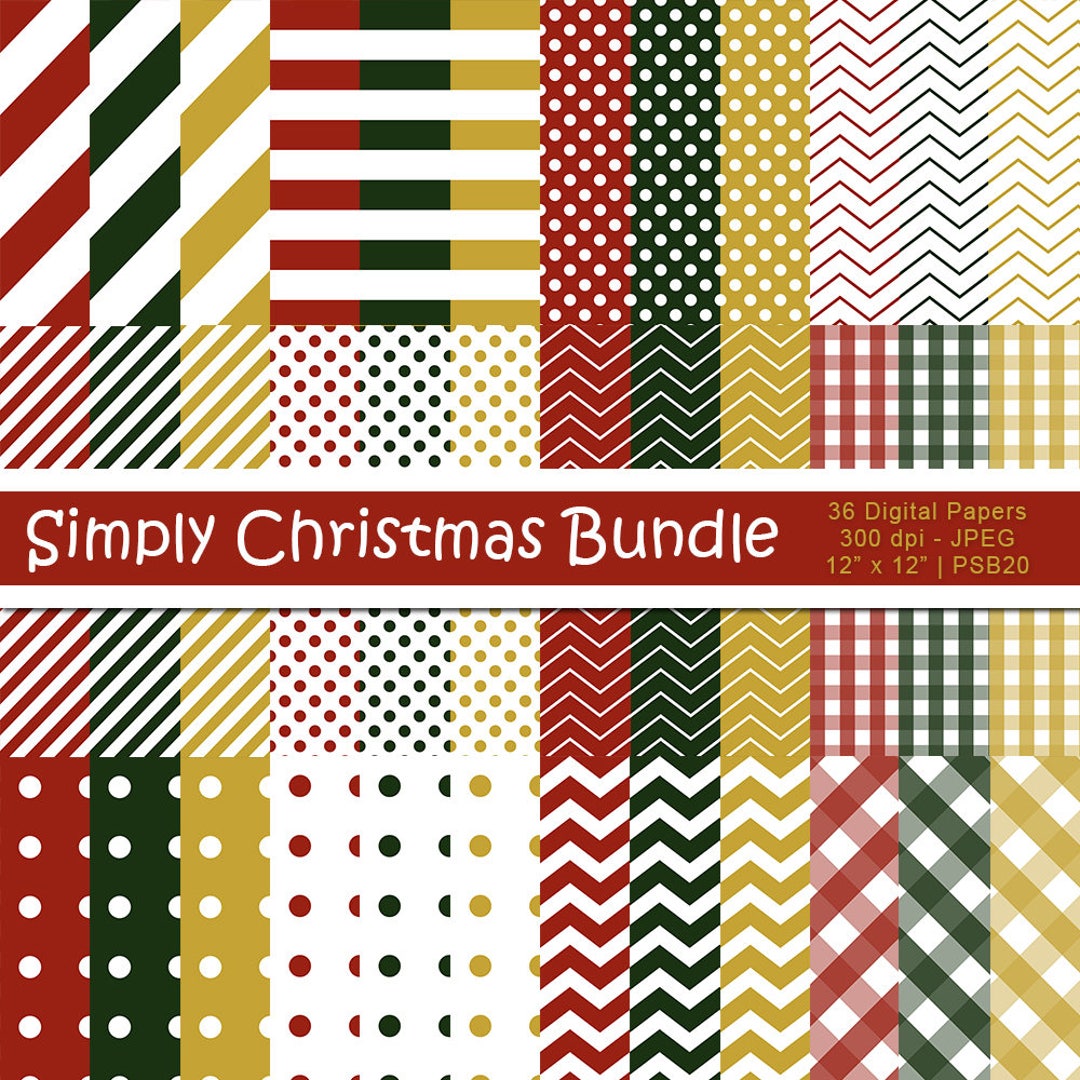 Simply Christmas Bundle, Digital Christmas Scrapbook Papers, Christmas ...