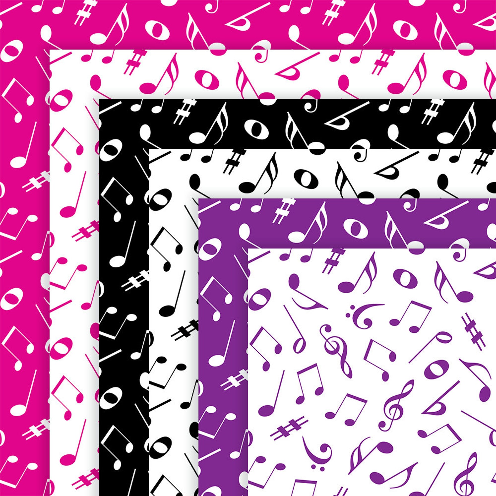 Music Notes Digital Paper Musical Note Scrapbook Paper | Etsy