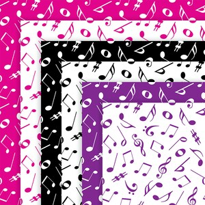 Music Notes Digital Paper, Musical Note Scrapbook Paper, Printable ...