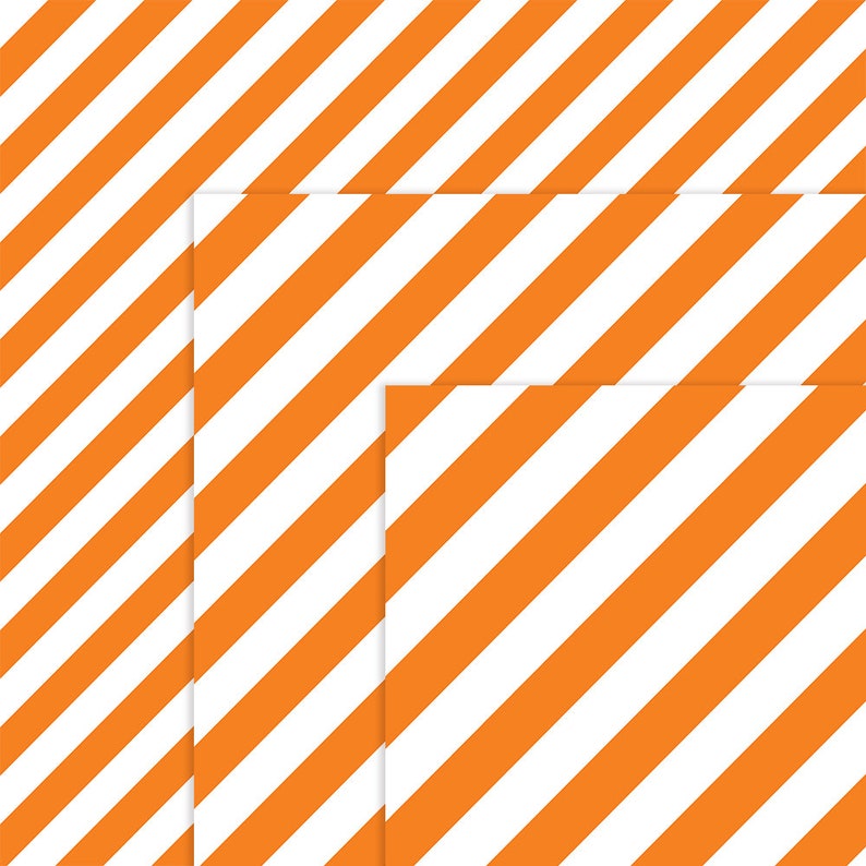 Orange & White Striped Digital Papers Striped Paper Digital | Etsy