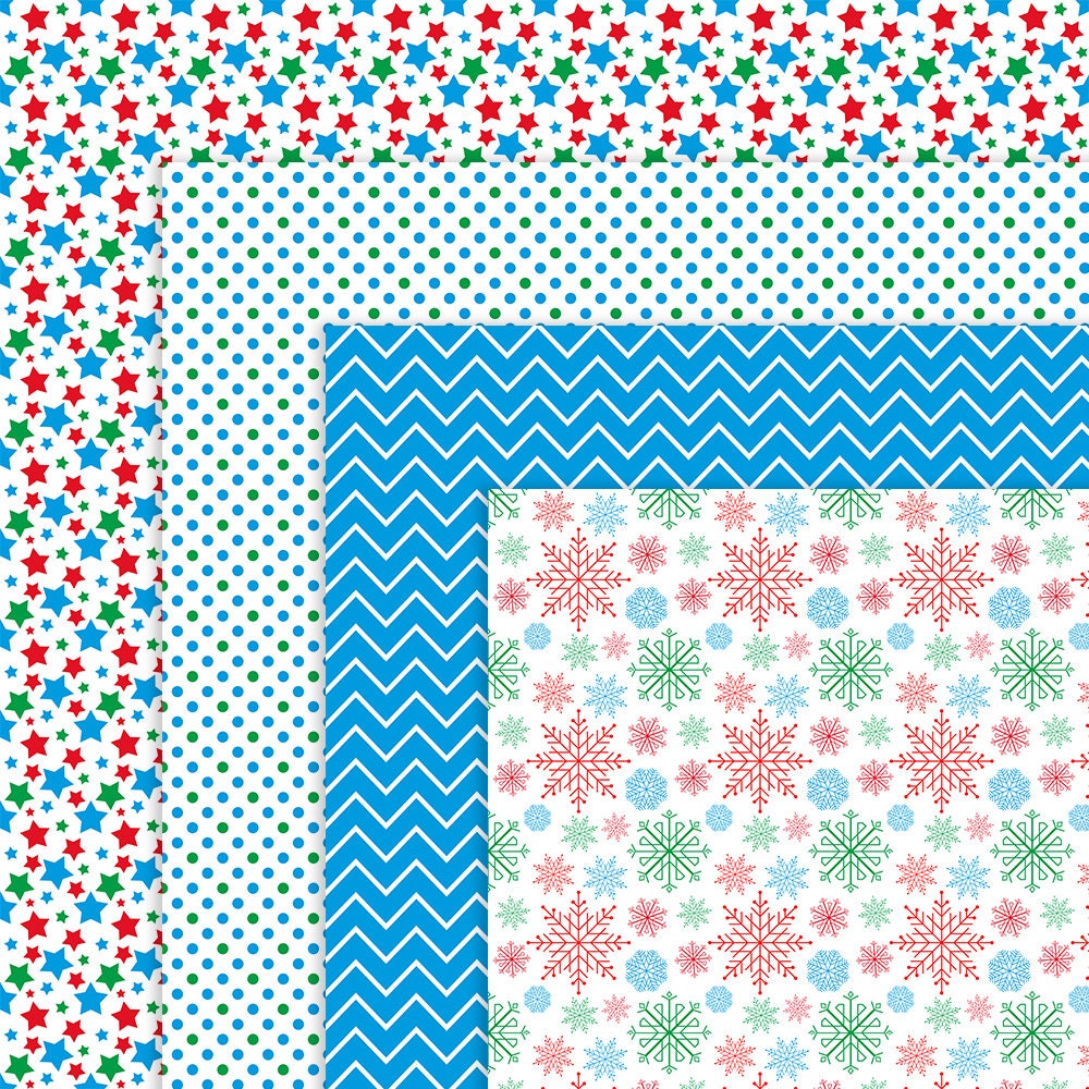 Christmas Digital Paper Snowflake Paper Christmas Tree | Etsy